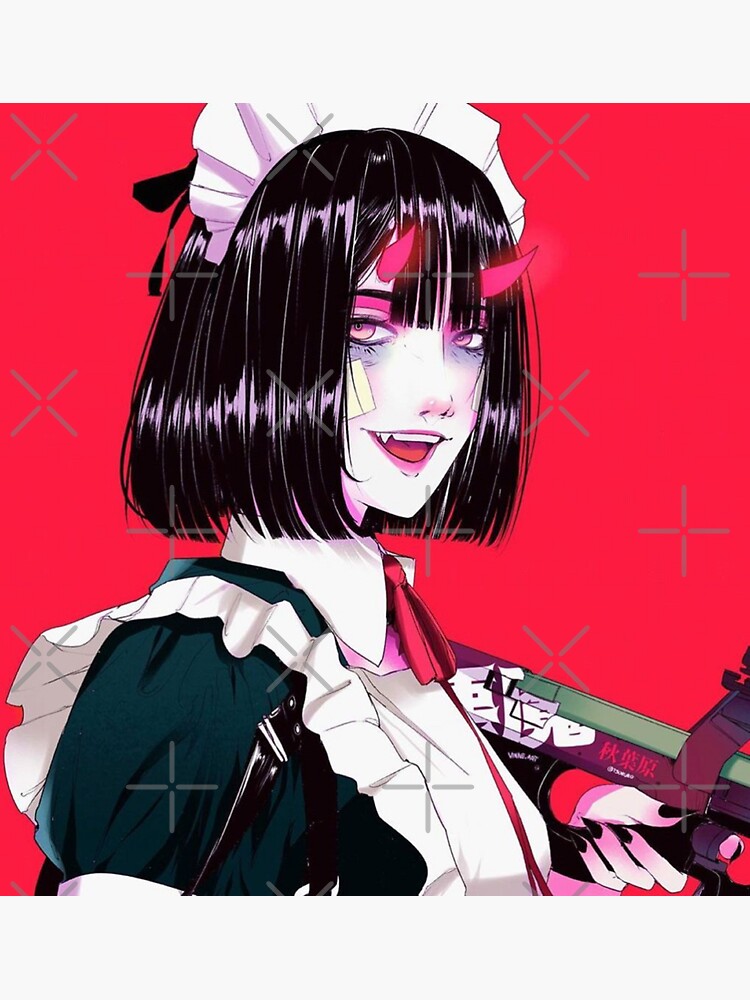 "Cyberpunk demon girl" Sticker for Sale by Raionha | Redbubble