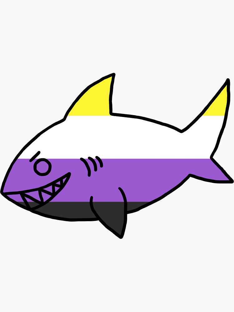 "Angry Non Binary Shark" Sticker by Kaytmars | Redbubble