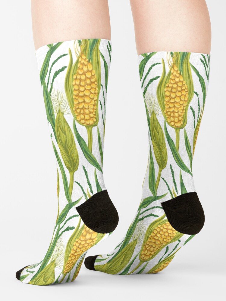 "Seamless pattern with corn. Cobs, blossom branch and leaf" Socks for ...