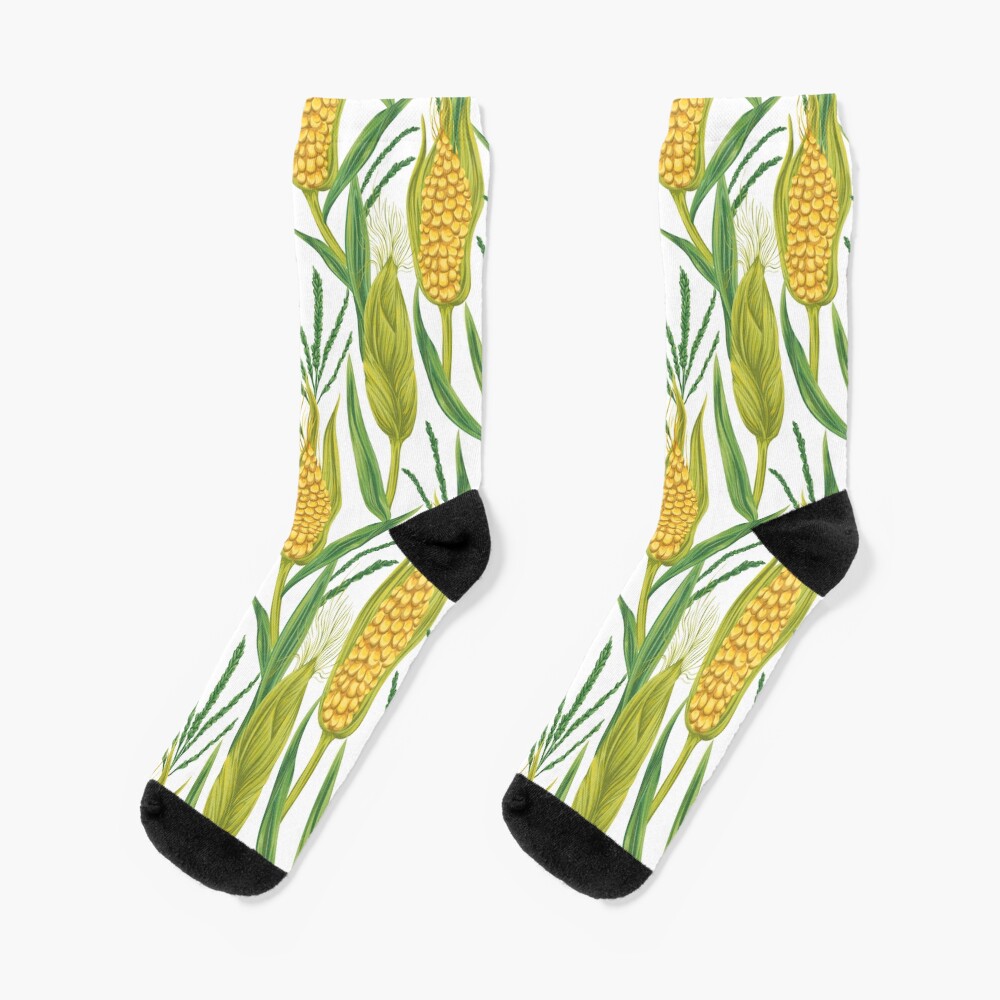 "Seamless pattern with corn. Cobs, blossom branch and leaf" Socks for ...