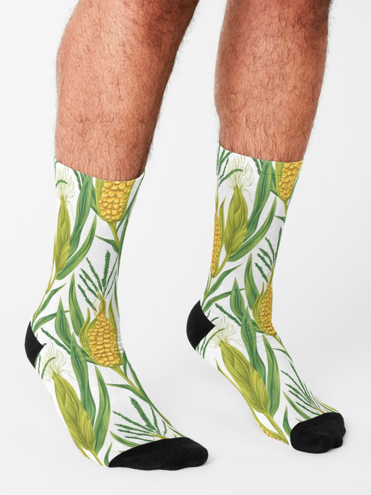 "Seamless pattern with corn. Cobs, blossom branch and leaf" Socks for ...