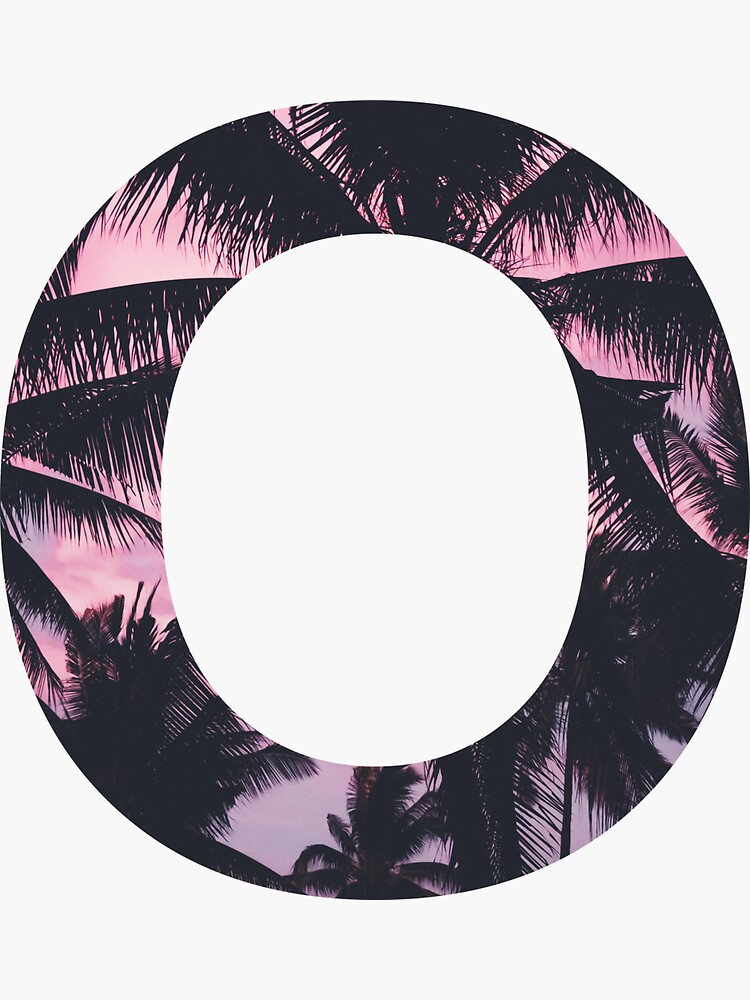 "O letter design, O with purple tropical background. Latin alphabet ...