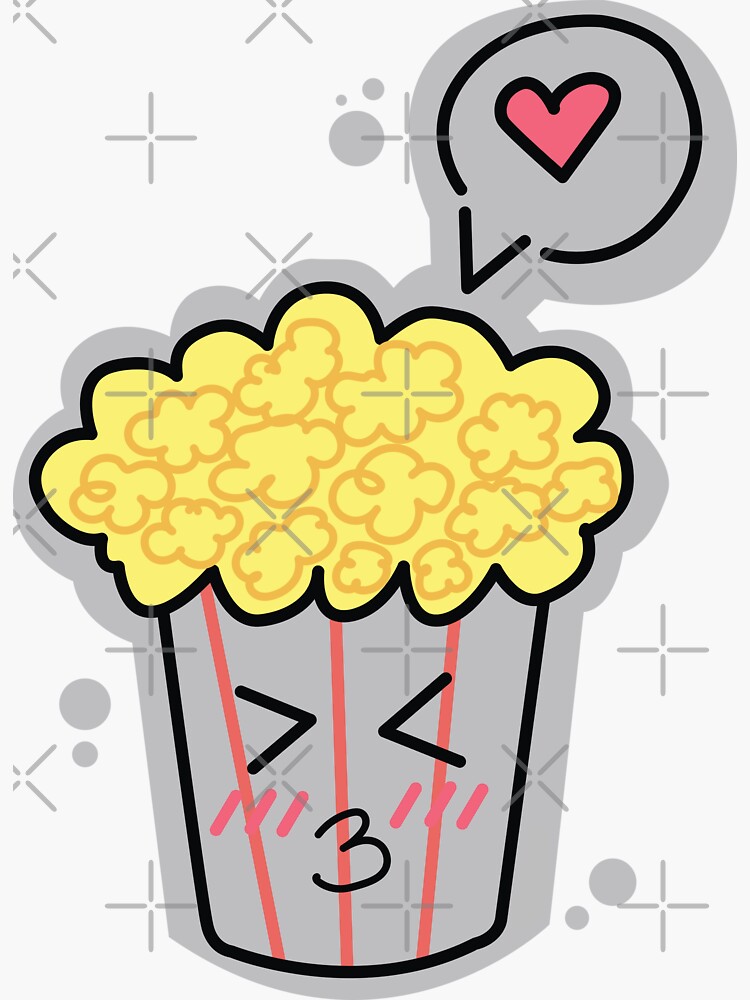 "Cute Popcorn" Sticker for Sale by DoodlesofThei | Redbubble