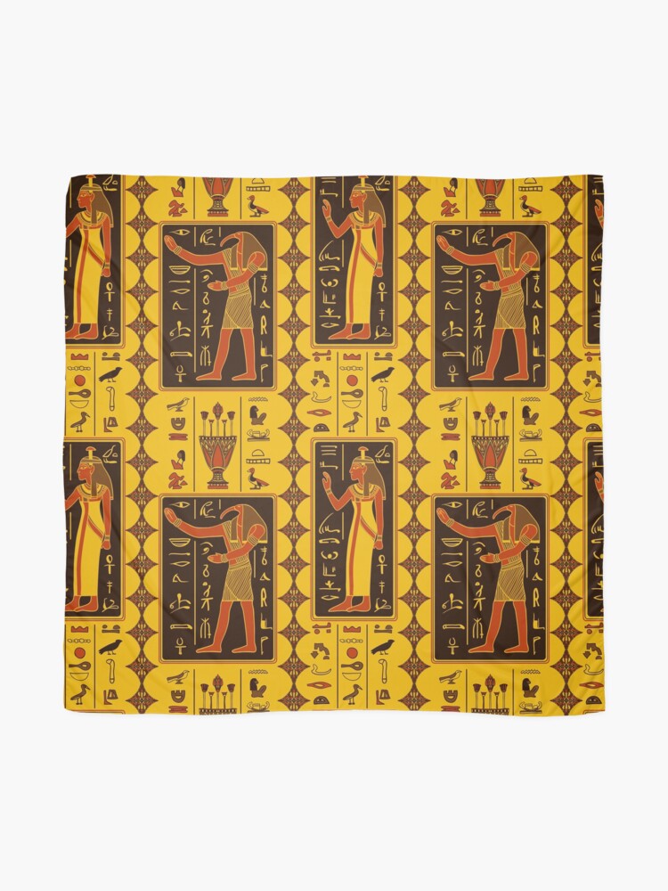 "Seamless pattern with egyptian gods and ancient egyptian hieroglyphs ...