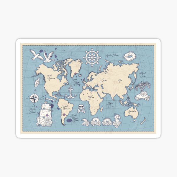 "Vintage Map Of The World" Sticker for Sale by renju1902 | Redbubble