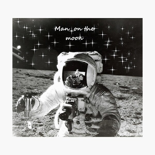 " Neil man on the moon vintage edit mask nasa mask print" Photographic ...
