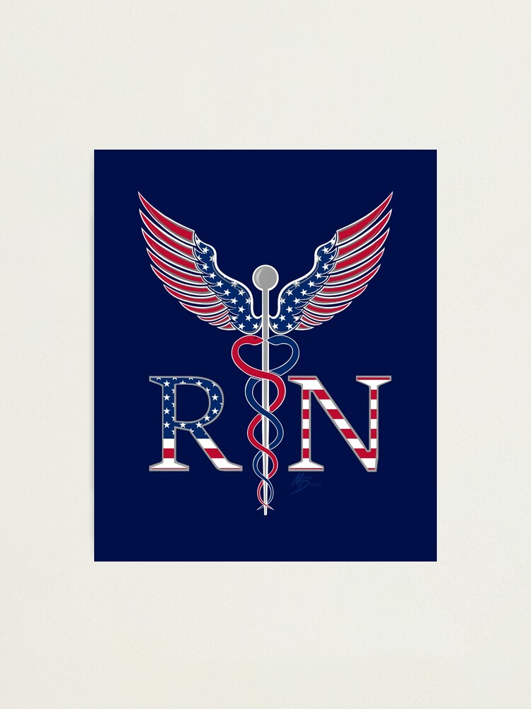 Impression photo « Symbole de caducée infirmière RN dans les couleurs ...