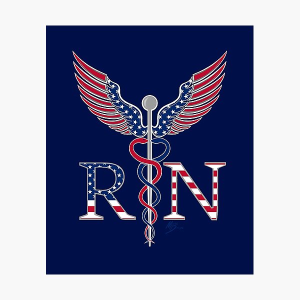Impression photo « Symbole de caducée infirmière RN dans les couleurs ...