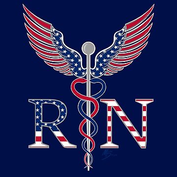 "RN nurse Caduceus symbol in patriotic american flag red, white, and ...