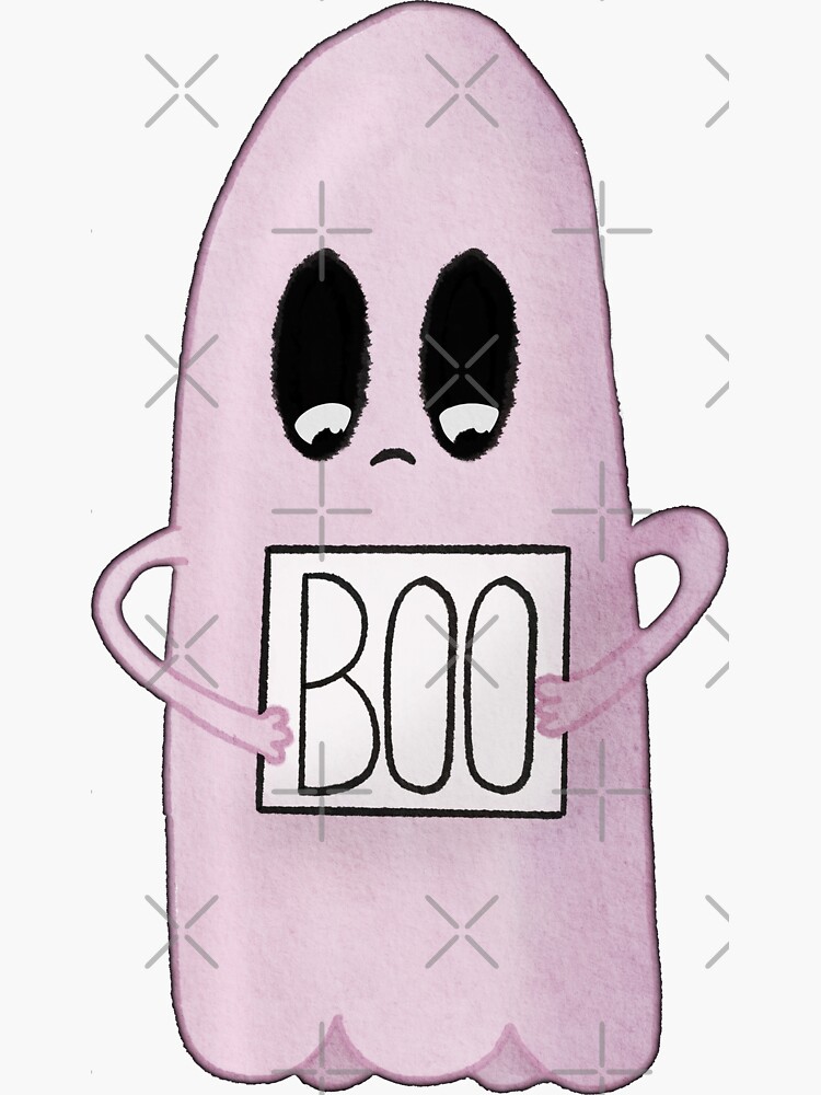 "Sad Pink Ghost Boo" Sticker by TeeCupCompany | Redbubble