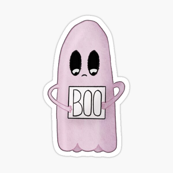 "Sad Pink Ghost Boo" Sticker by TeeCupCompany | Redbubble