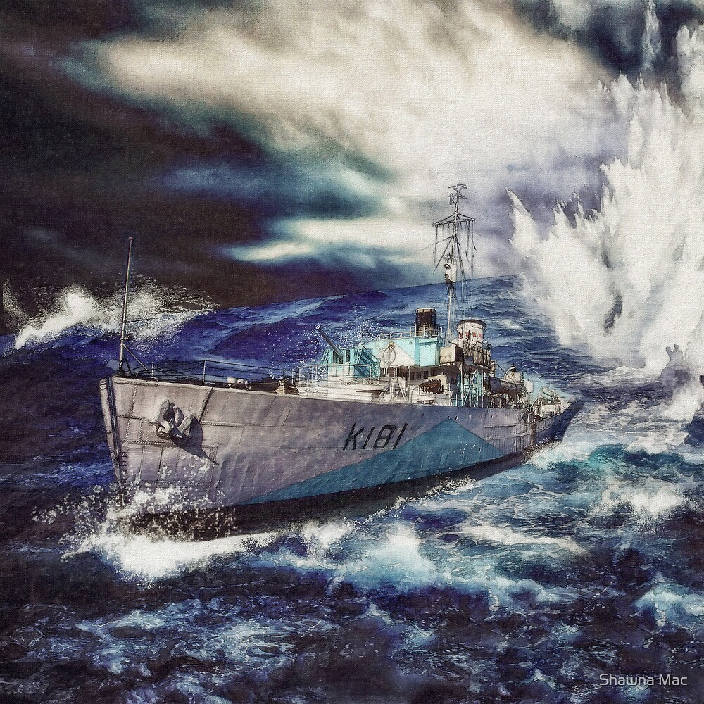 "Canadian Flower Class Corvette Dropping a Depth Charge" by Shawna Mac ...