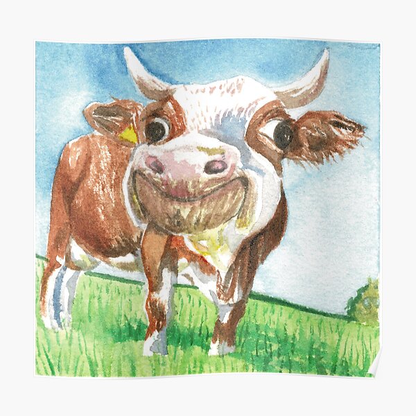 "Goofy Cow" Poster by MeganWhiteArt | Redbubble