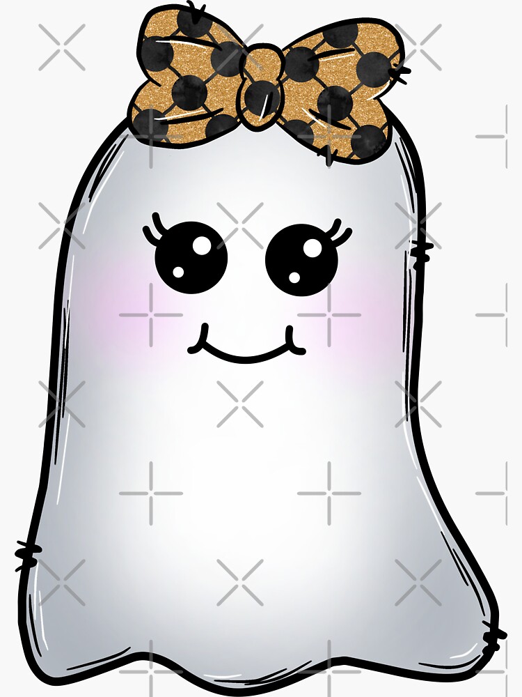 "Halloween ghost with bow" Sticker for Sale by Susan Turpin | Redbubble