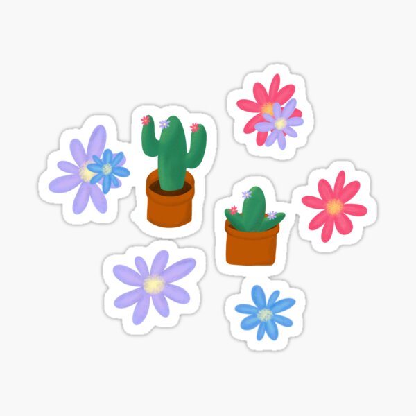 "Cacti and Florals Sticker Pack" Sticker for Sale by DesignsbyMOCA ...