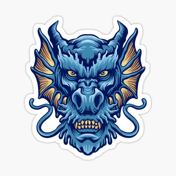 "Blue dragon" Sticker by Sasha-Arts | Redbubble