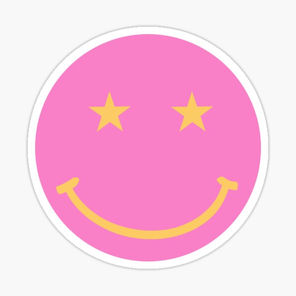 "pink smiley face" Sticker by tamarrotem | Redbubble