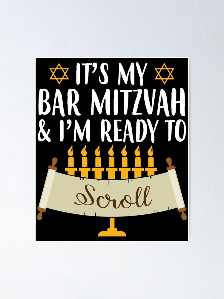 "Funny Jewish Ready To Scroll Bar Mitzvah graphic" Poster by ...