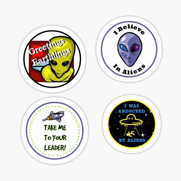 "Alien Themed Sticker Pack" Sticker by TheButtonCrew | Redbubble