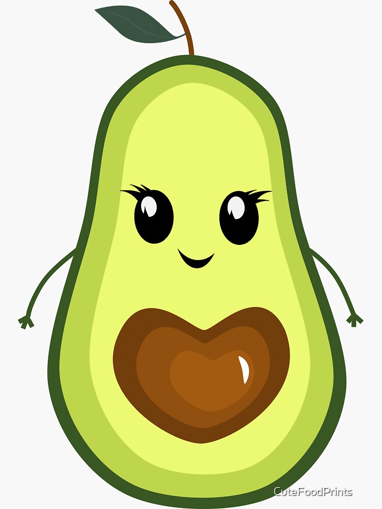 "Avocado Girl" Sticker for Sale by CuteFoodPrints | Redbubble