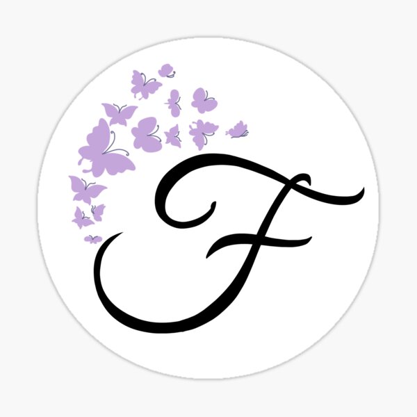 Pegatina «Letra F de Caligrafía Morada con Mariposas» de MeherArt ...