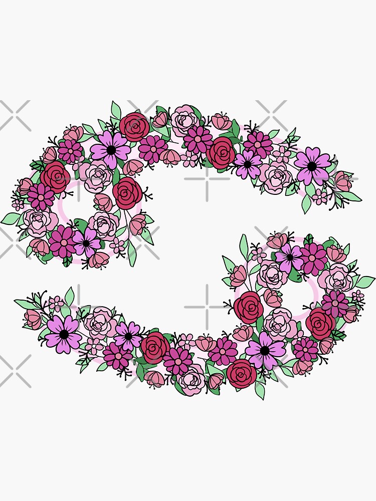 "cute aesthetic floral cancer symbol" Sticker for Sale by Pbanjelly ...