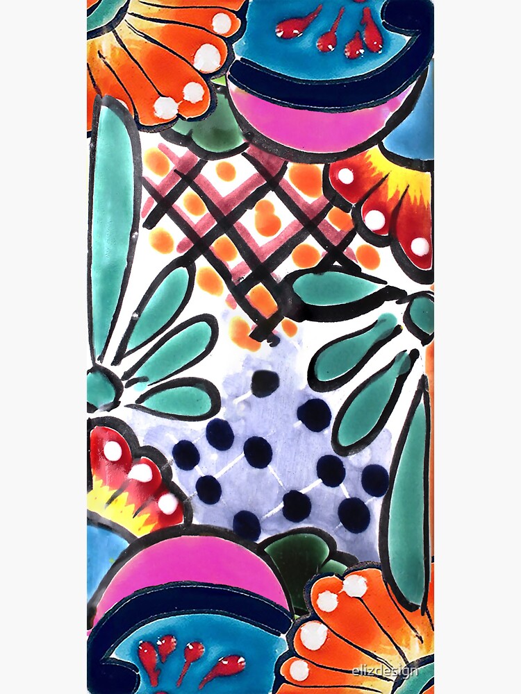 "Colorful Talavera, Pink Accent, Mexican Tile Design" Sticker by ...