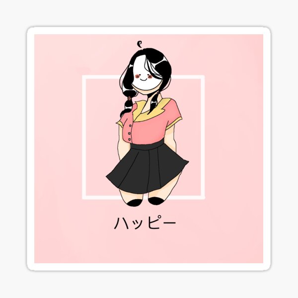 "Cute happy girl with happy face mask ? " Sticker by Milky3moons ...