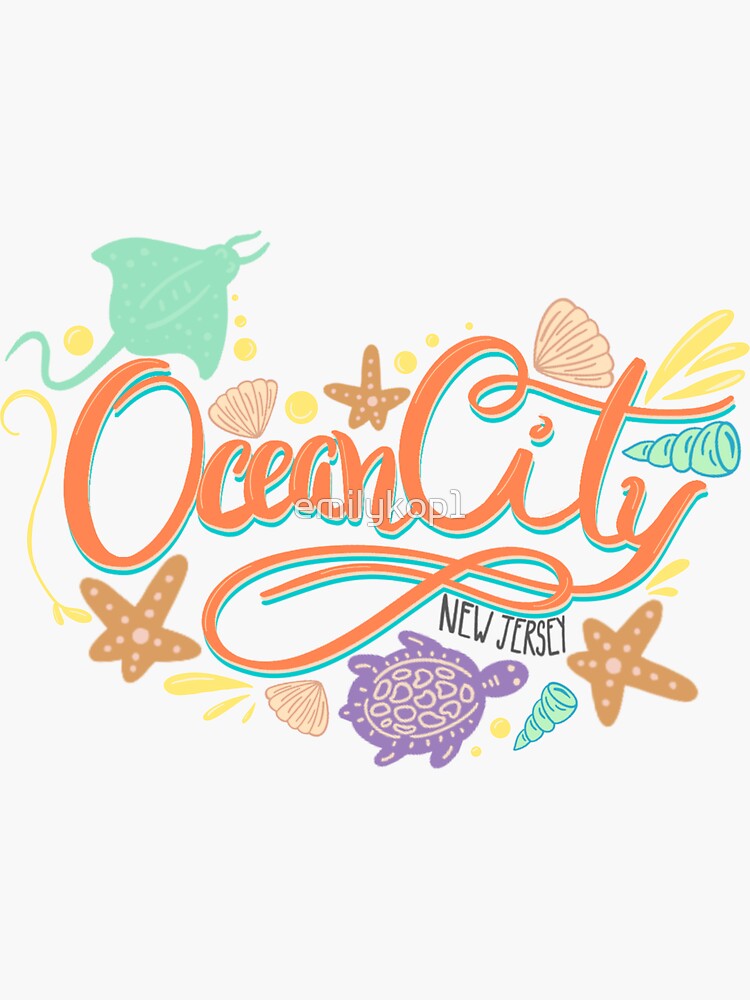 "Ocean City " Sticker by emilykop1 | Redbubble