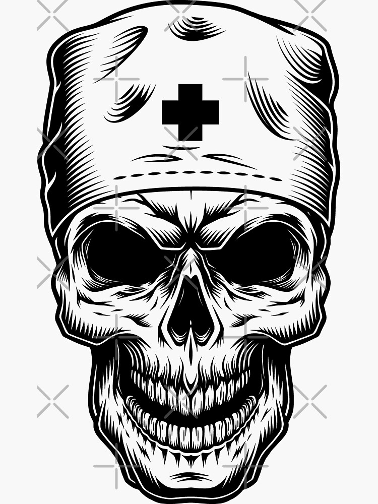 "Medic Skull" Sticker by eDigi-Arts | Redbubble