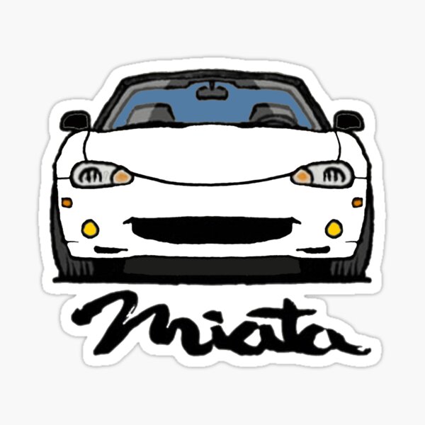 "Crystal White NC Miata Front View" Sticker by havens-heavenly | Redbubble