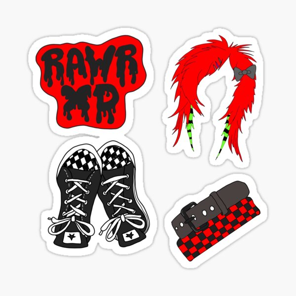 "Scene Girl Starterpack (Black and Red) " Sticker for Sale by ...