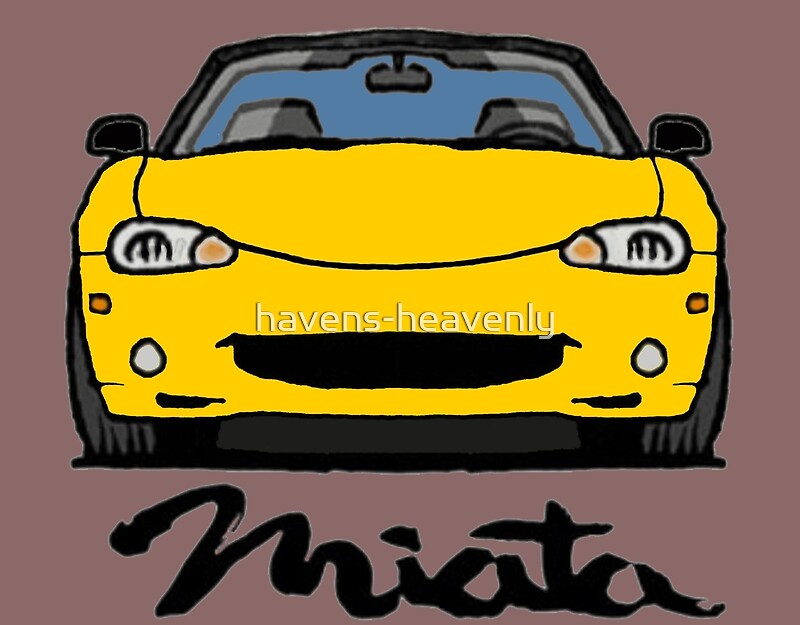 "Competition Yellow NC Miata Front View" by havens-heavenly | Redbubble