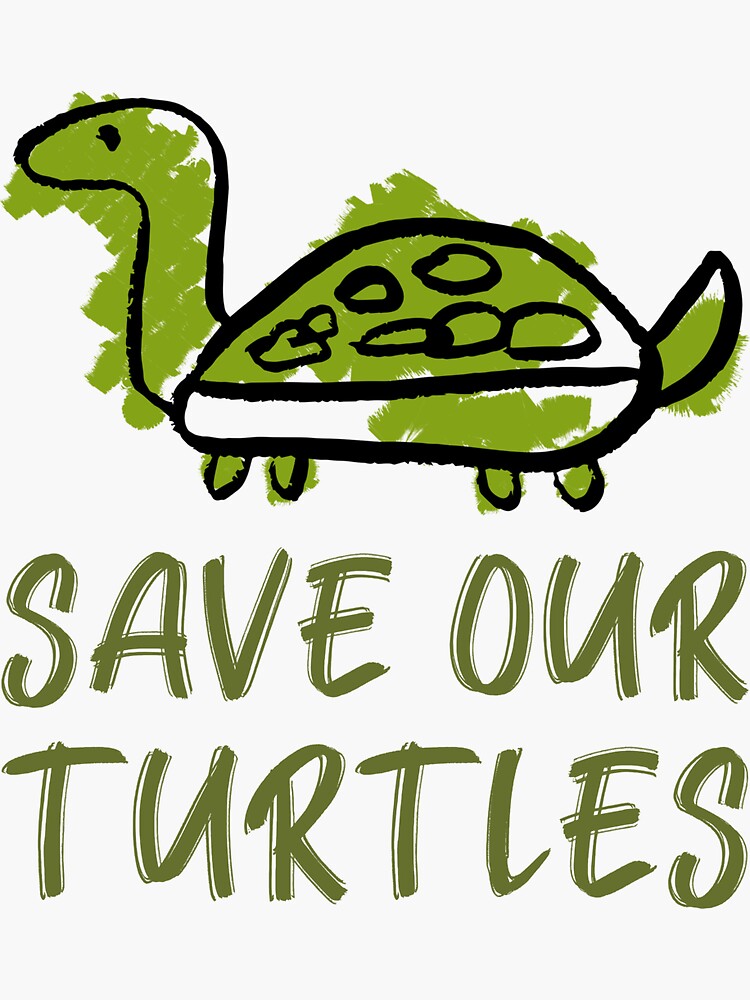"Save Our Turtles Crayon Doodle" Sticker for Sale by plaintextmood ...