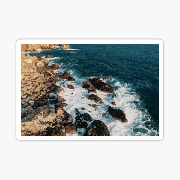 "Blue Green Ocean Waves And Rocky Shore" Sticker by renju1902 | Redbubble
