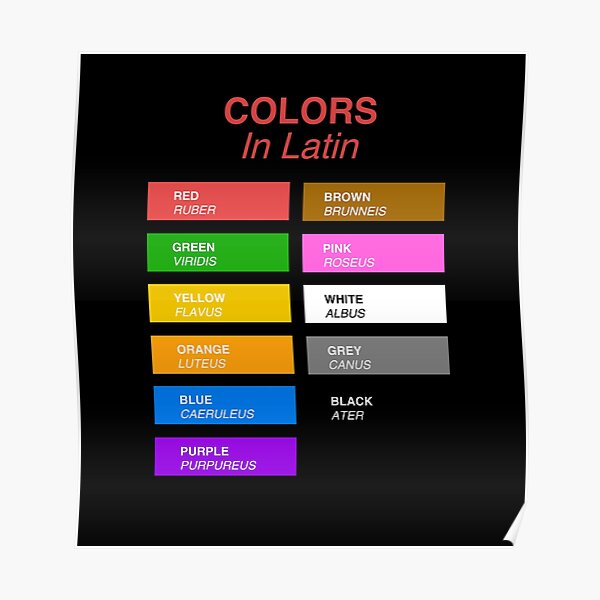 "Latin Colors - Colors in Latin" Poster for Sale by HiddenVerb | Redbubble