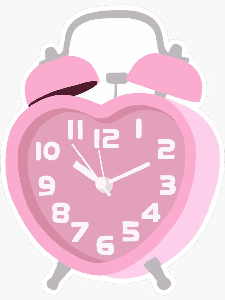 "Pink Heart Alarm Clock" Sticker by kyahbell | Redbubble