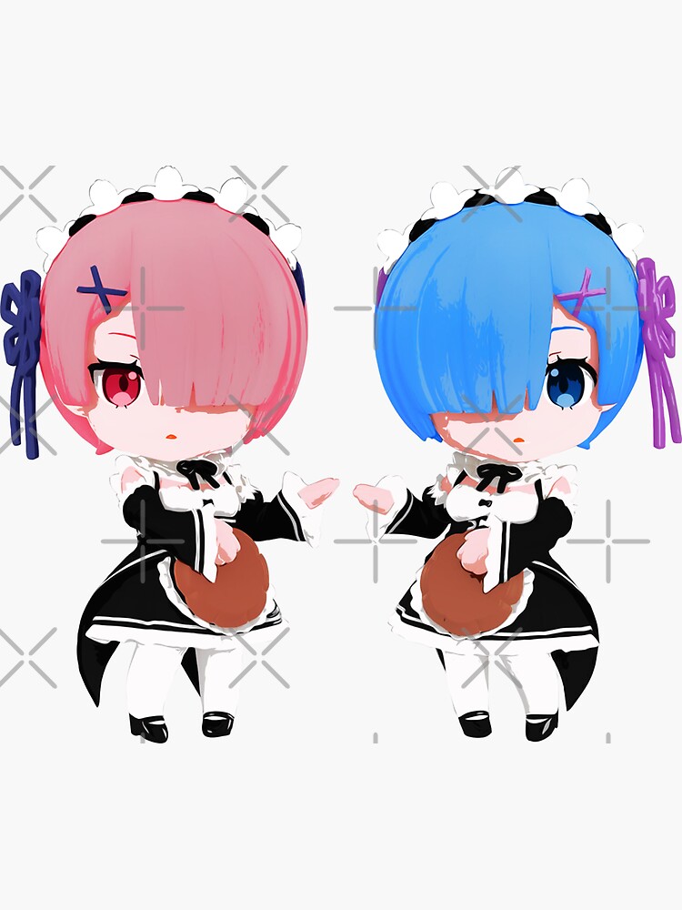 "Rem and Ram" Sticker by popsANDmeme | Redbubble