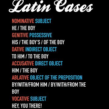 "Latin Cases - Nominative Dative Accusative Etc" Poster for Sale by ...