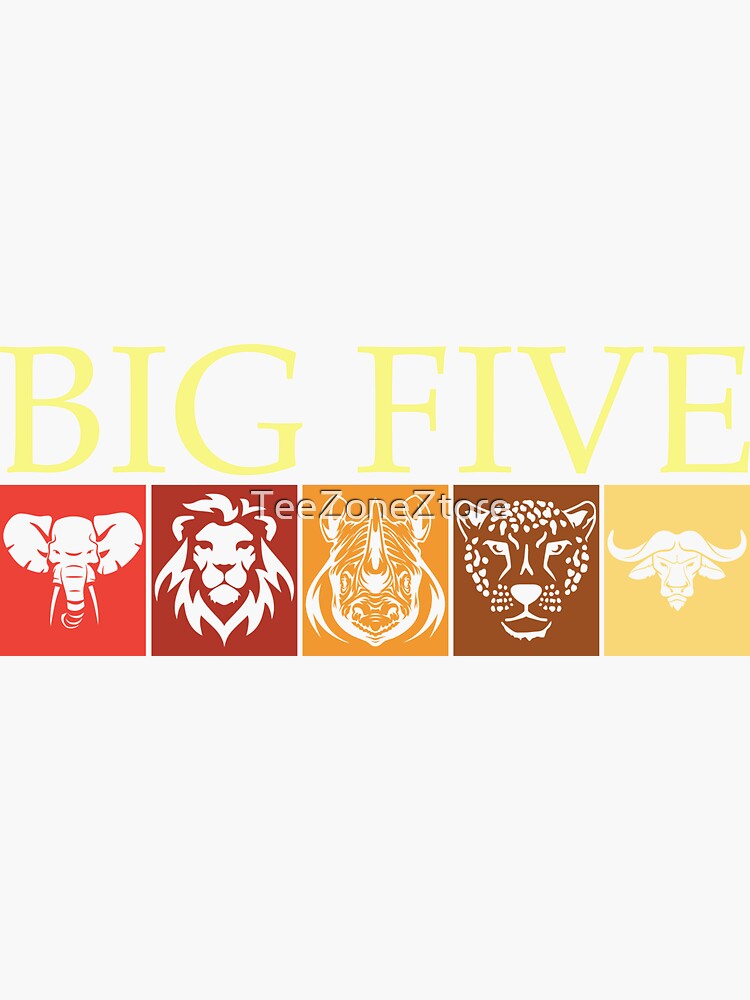 "The Big Five from Africa" Sticker for Sale by TeeZoneZtore | Redbubble