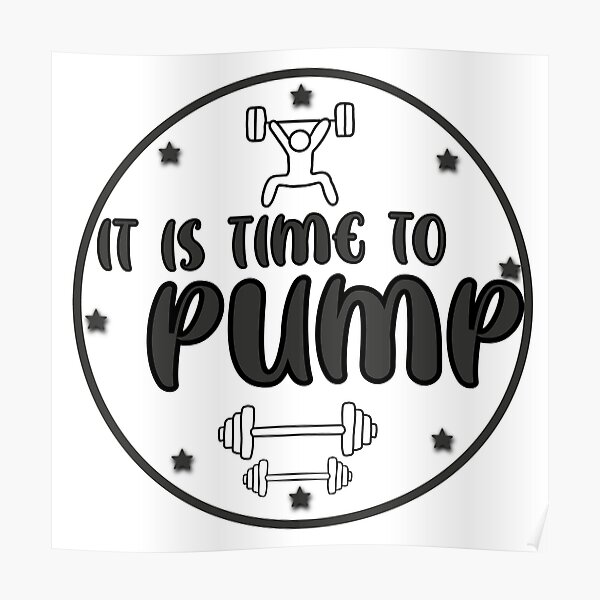 "it is time to pump! motivational workout bodypump logo. - dark grey ...