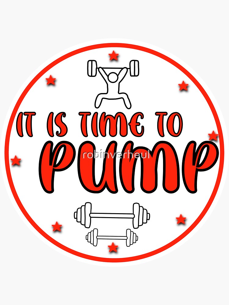 "it is time to pump! motivational workout bodypump logo - red " Sticker ...