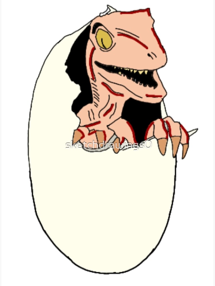 "Jurassic Park - Hatching Raptor" Art Print by sketchdrawings0 | Redbubble