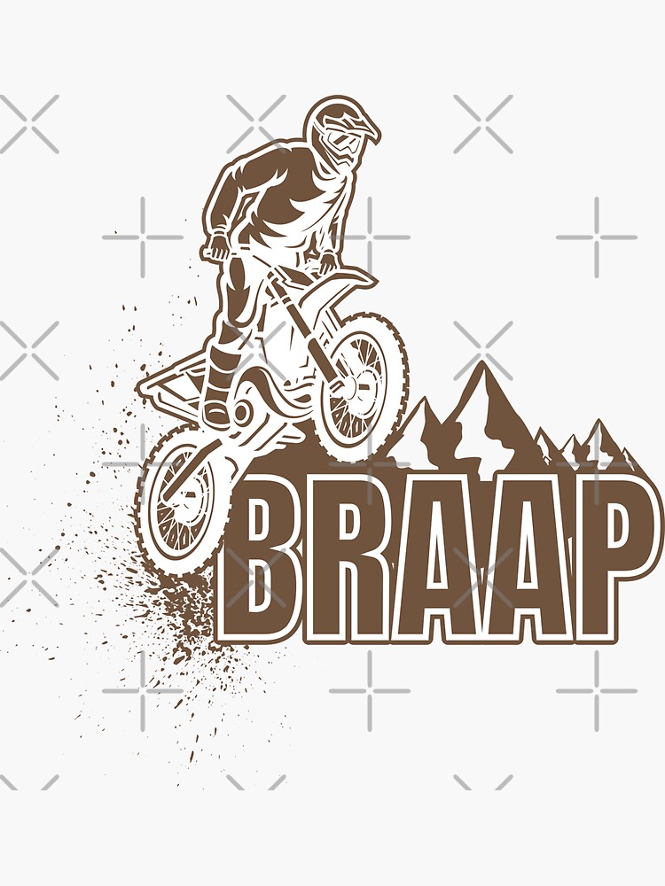 "Brown Braap Dirt Bike Motorcycle" Sticker by playloud | Redbubble
