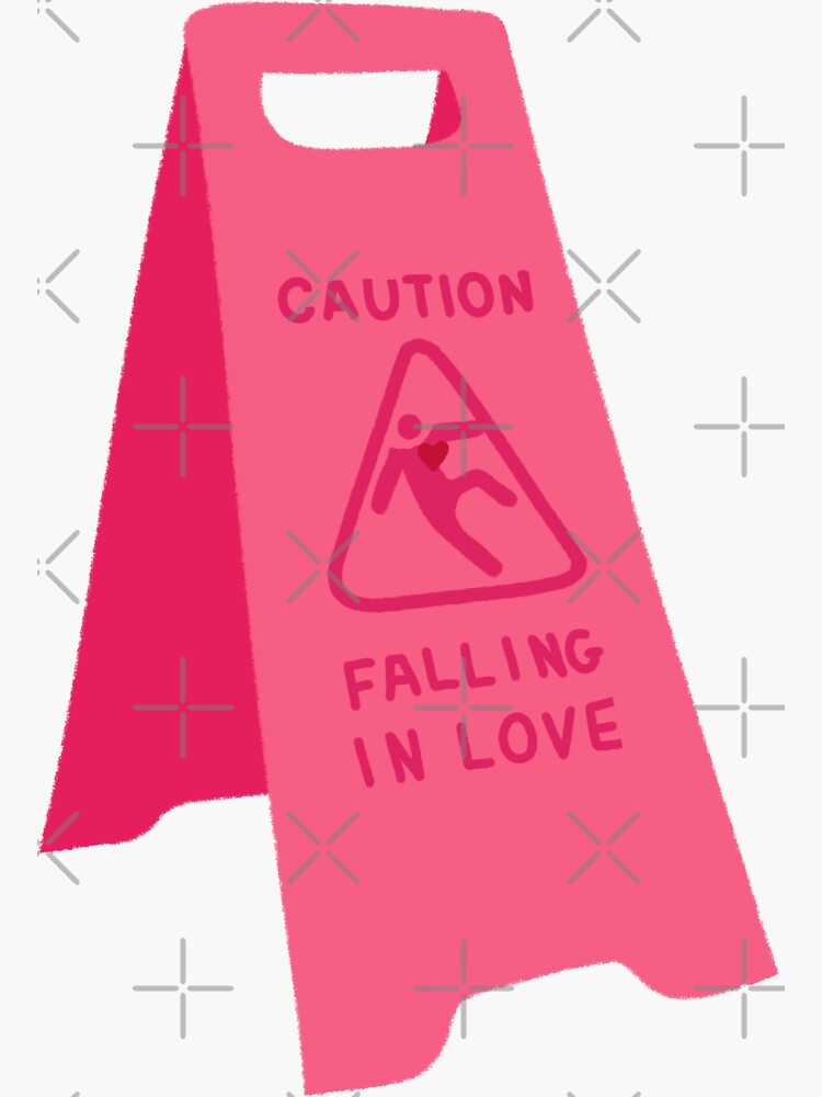 "Caution: Falling in Love" Sticker for Sale by Nabibibi | Redbubble