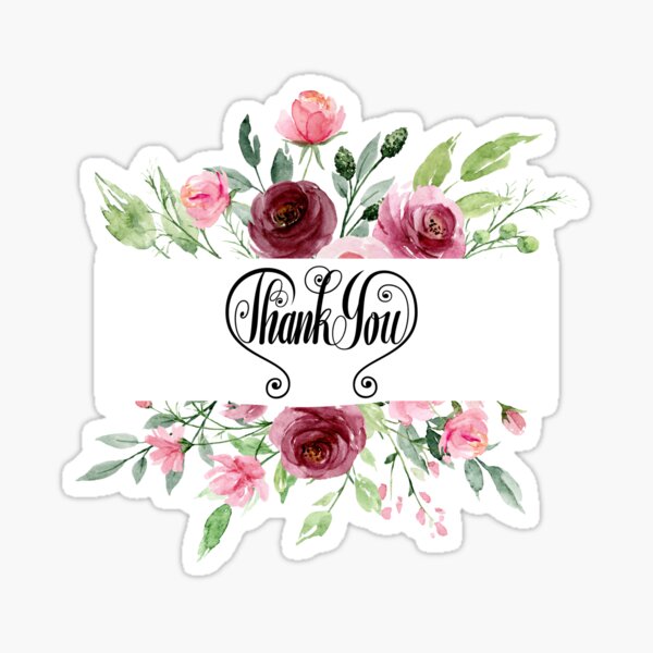 "Thank You Art in Pink Roses" Sticker for Sale by BlushPearls | Redbubble