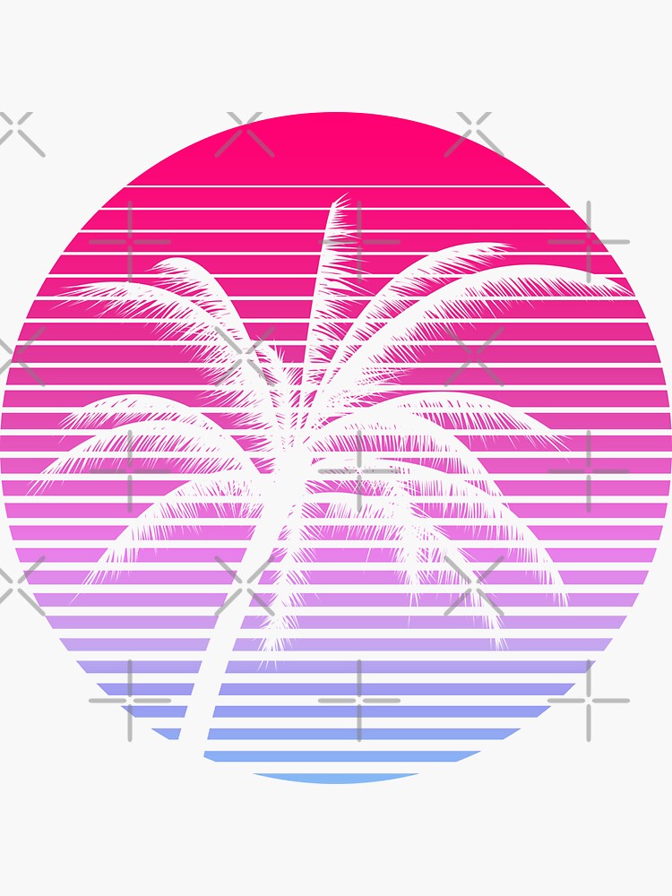 "Vaporwave Sunset" Sticker for Sale by artworkbyrihen | Redbubble