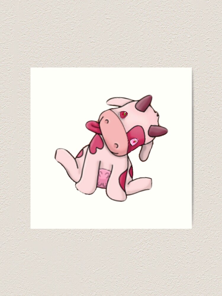 "strawberry cow cartoon, cute cow" Art Print by Haifaxx | Redbubble