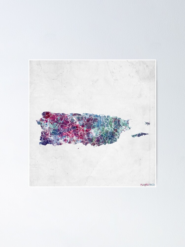 "puerto rico map cold colors" Poster by MapMapMaps | Redbubble