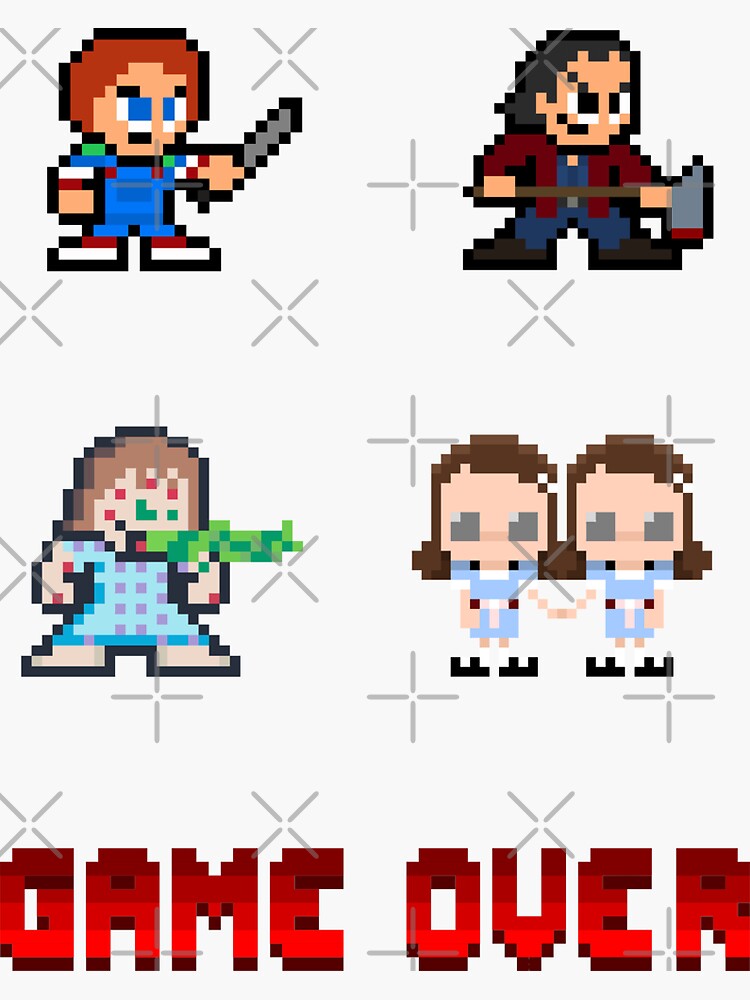 Pegatina «Iconos de terror 8 bits pixel art Chucky Shining Exorcist» de ...